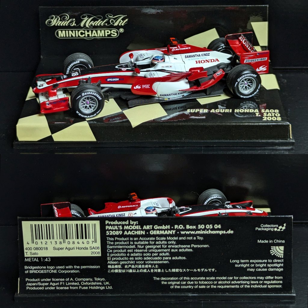 Jual Minichamps Super Aguri Honda SA08 2008 - Takuma Sato - 1/43 Scale ...