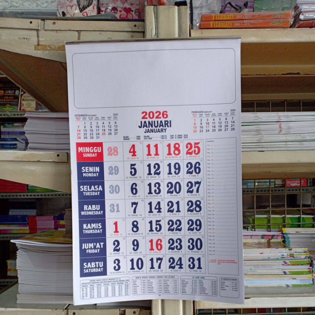 Jual Kalender Kerja Polos Terbaru 2026 Isi 12 Lembar Ukuran Tanggung ...