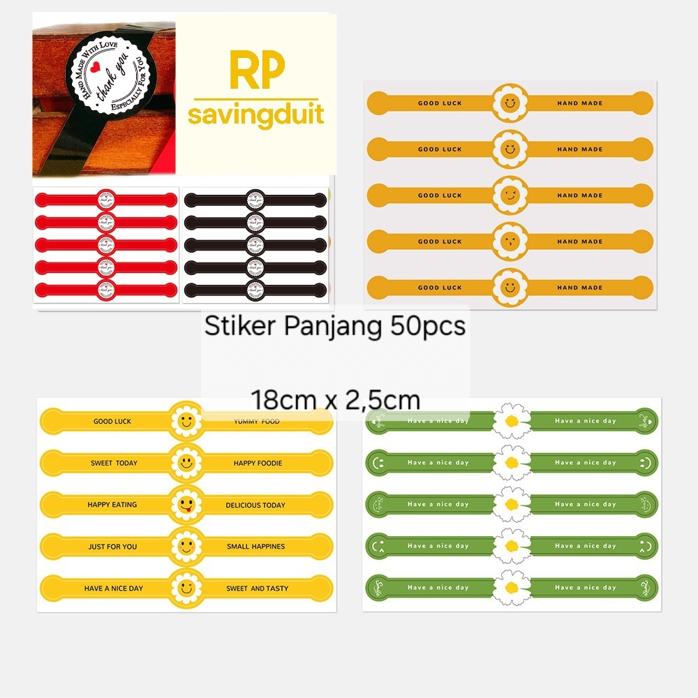 Jual 50pcs Stiker Panjang Thank You Handmade Sticker Label Packing Kado ...