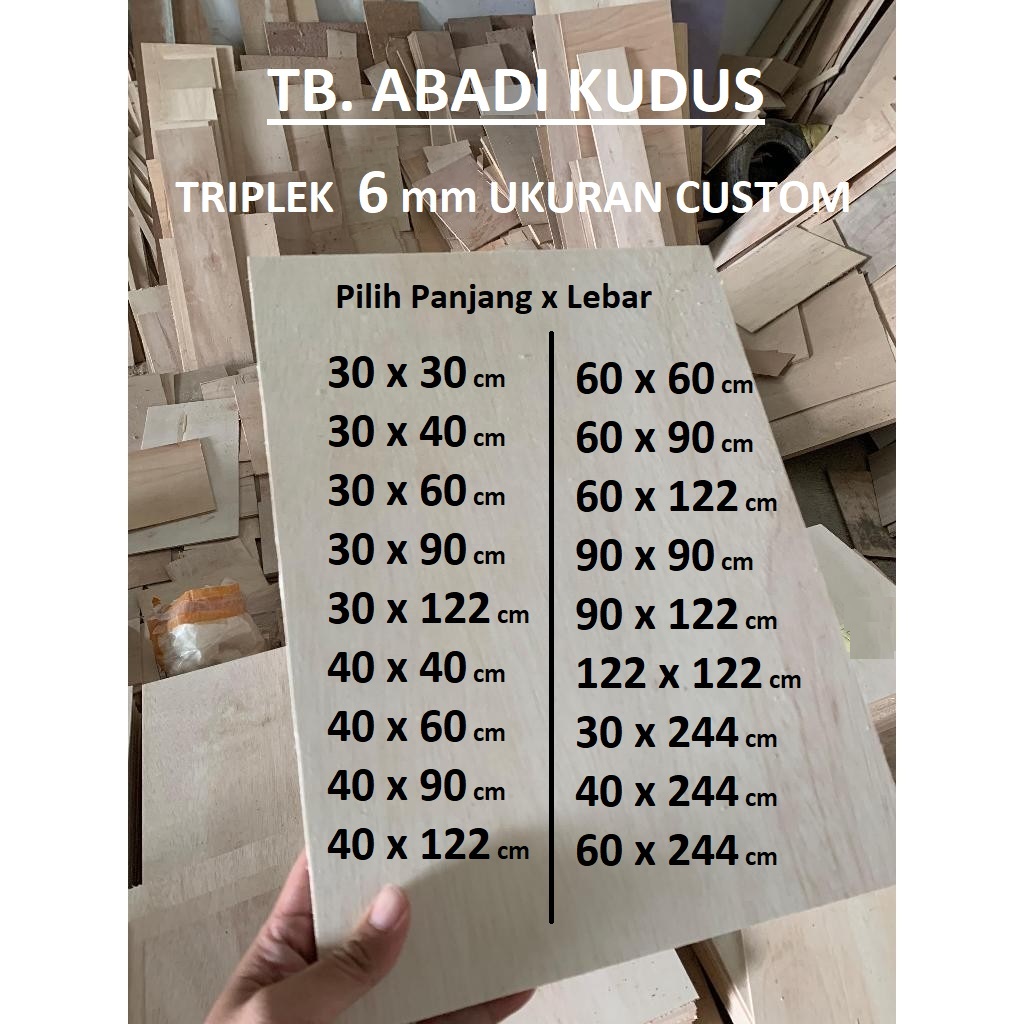 Jual PAPAN KAYU TRIPLEK / PLYWOOD 6mm / MULTIPLEK 6 mm ALBASIA UKURAN ...