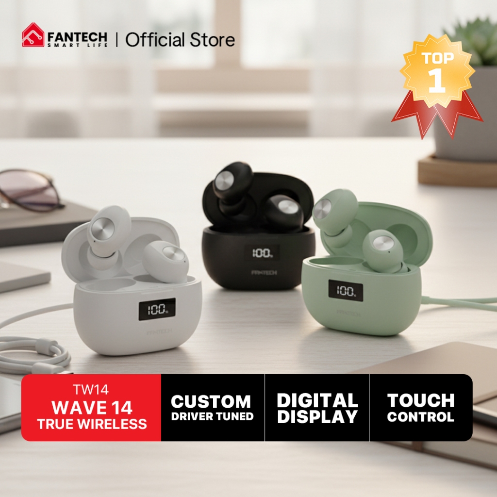Jual Fantech TWS Wave TW14 Earphone True Wireless Earphone Bluetooth 5. ...