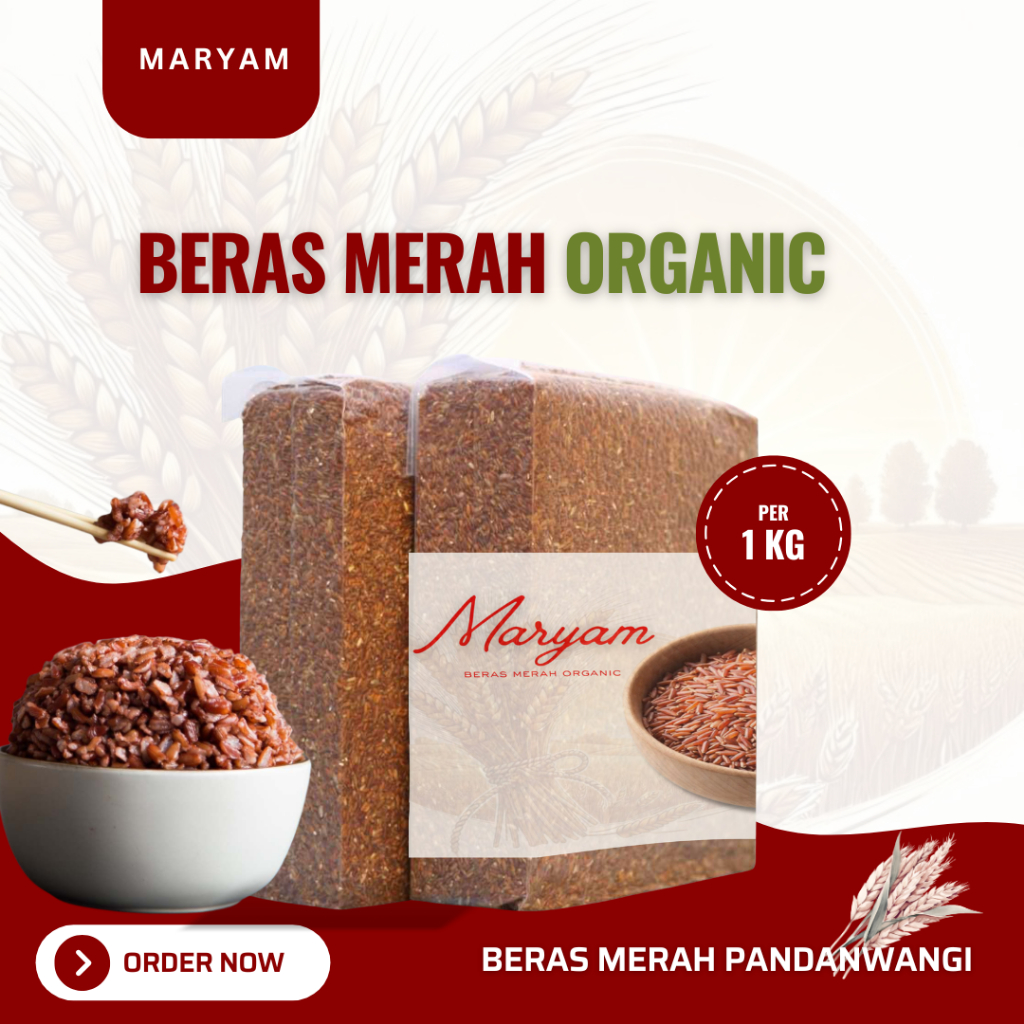 Jual BERAS ORGANIK 1 KG BERAS MERAH BERAS PANDAN WANGI PREMIUM QUALITY ...