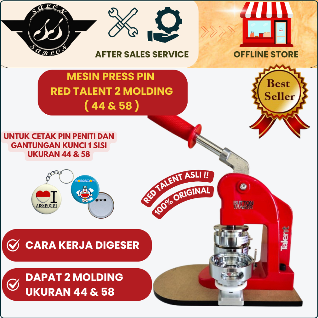 Jual Mesin Press Pin Red Talent 2 Moulding (44 & 58 ) | Shopee Indonesia