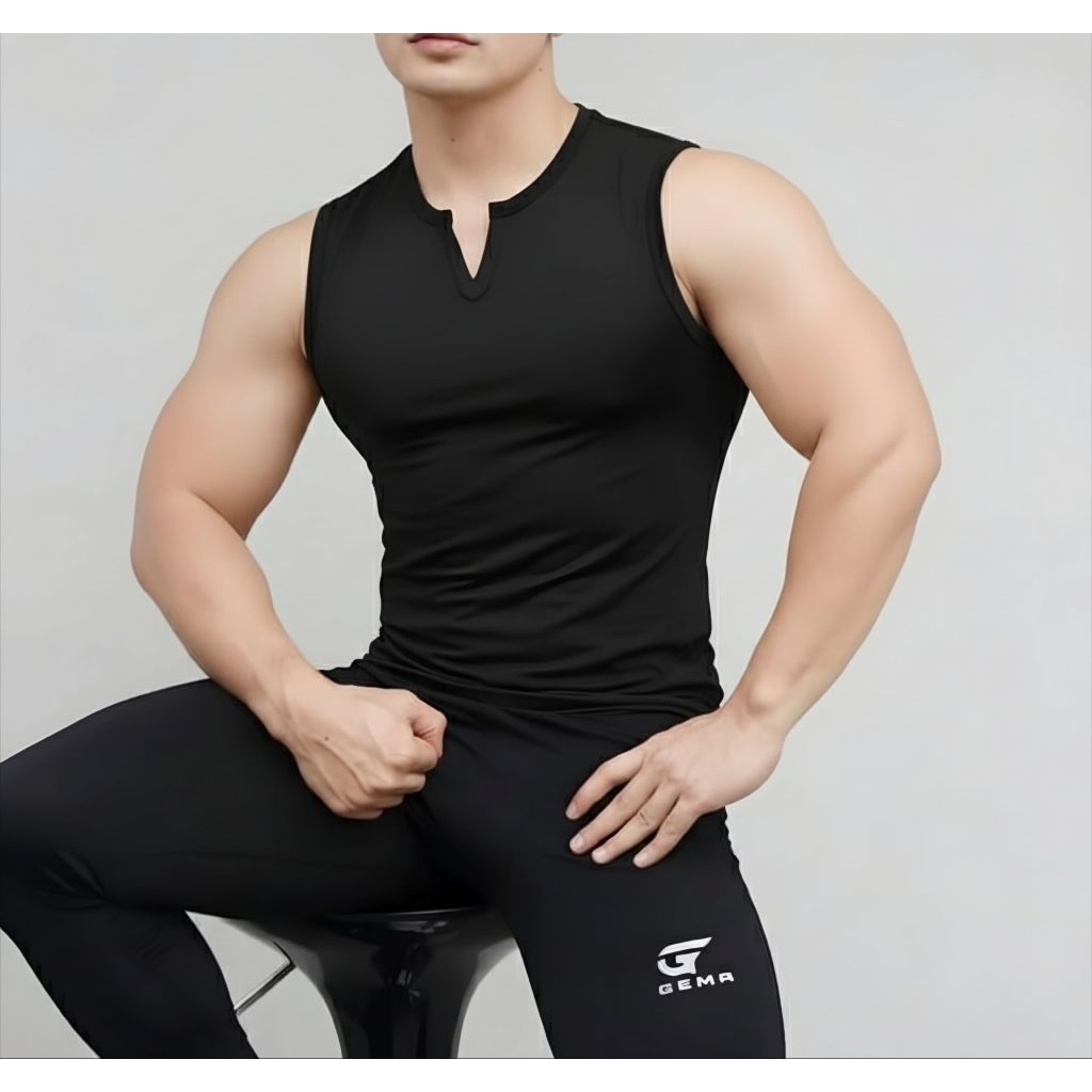 Jual Singlet Pria V Neck Hitam Polos | Shopee Indonesia