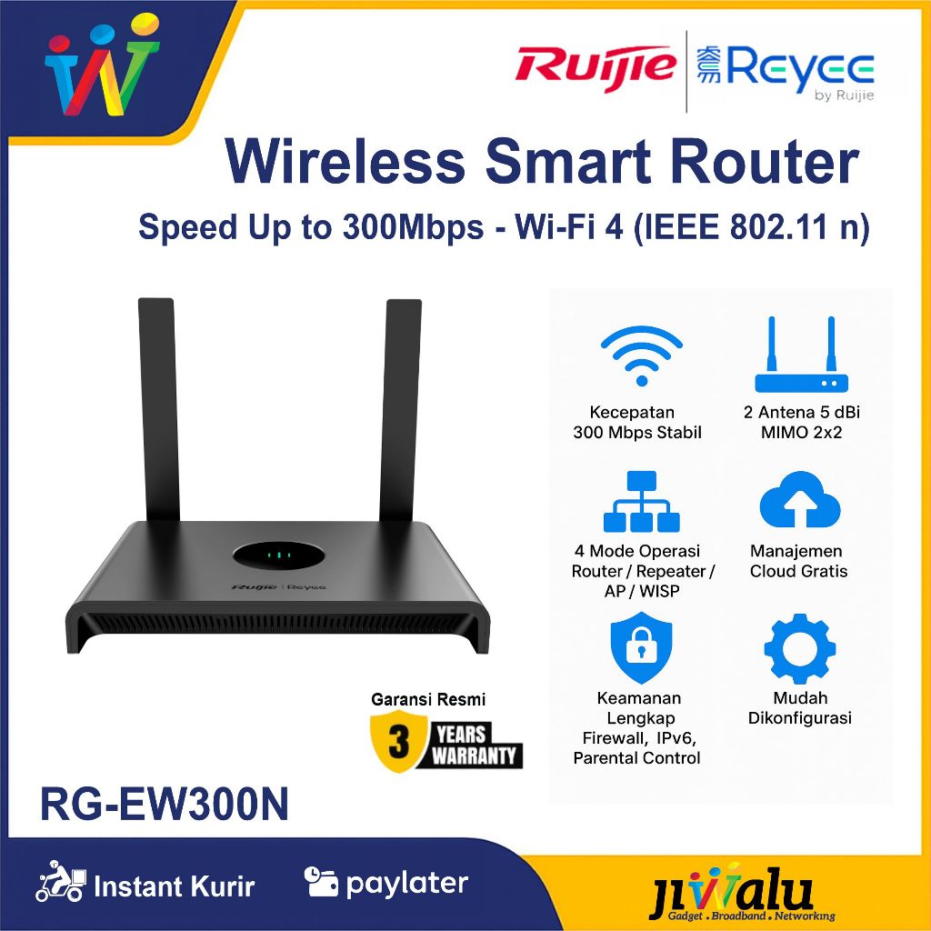 Jual Ruijie Reyee RG-EW300N Wireless Smart Router Wi-Fi 4 300Mbps ...