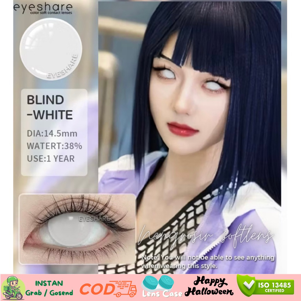 Jual SOFTLENS PUTIH COSPLAY || ANIME || HALLOWEEN - BLIND WHITE 14,5MM ...