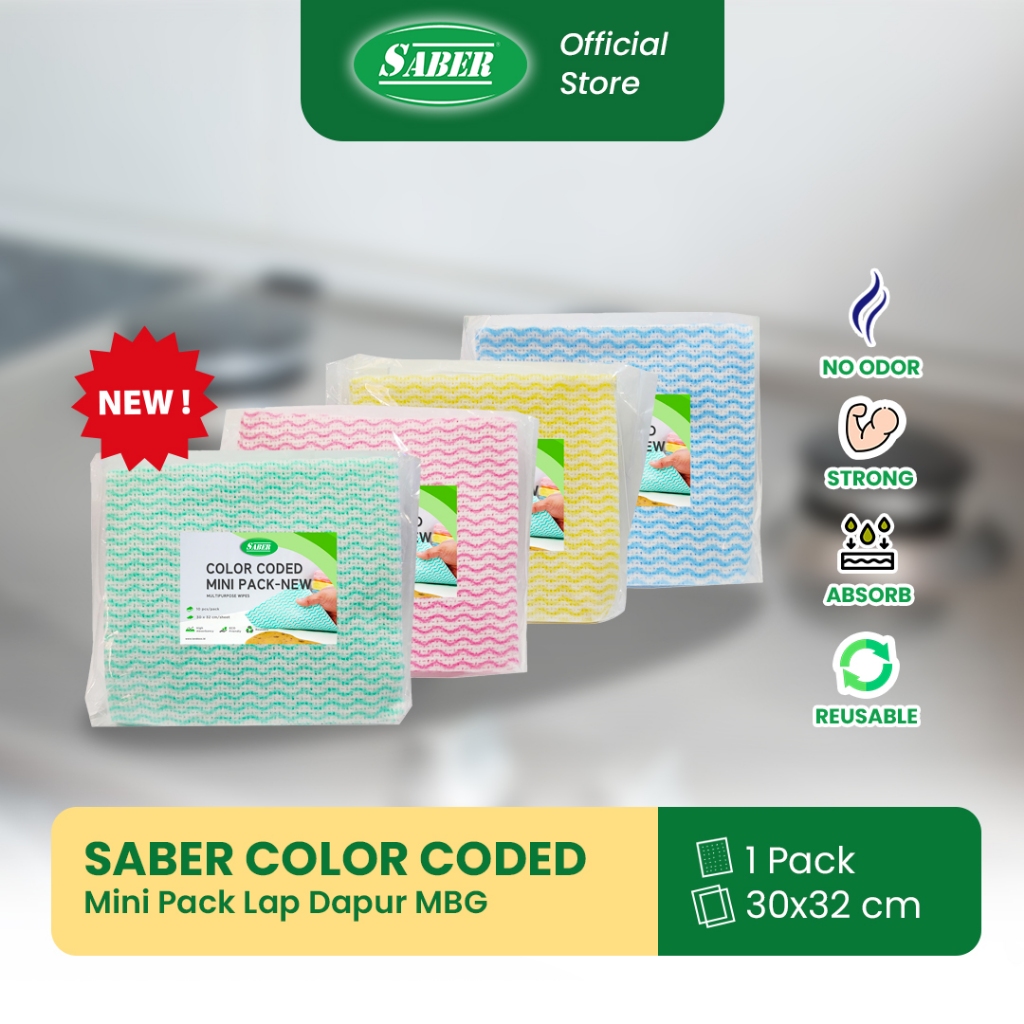 Jual SABER Color Code Wipes NEW Mini Pack Lap Dapur Lap MBG | Shopee ...