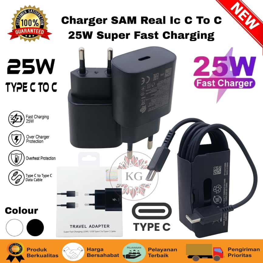 Jual Charger Samsung 25W Type C Cable PD 1M Real IC Super Fast Charging ...