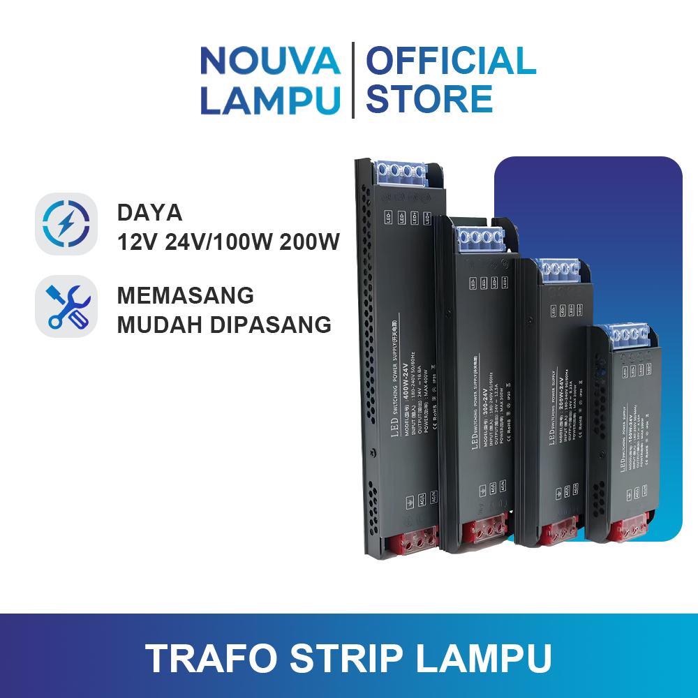 Jual Power Supply LED 12V 24V 100W 200W 300W - Trafo LED Strip Slim AC ...