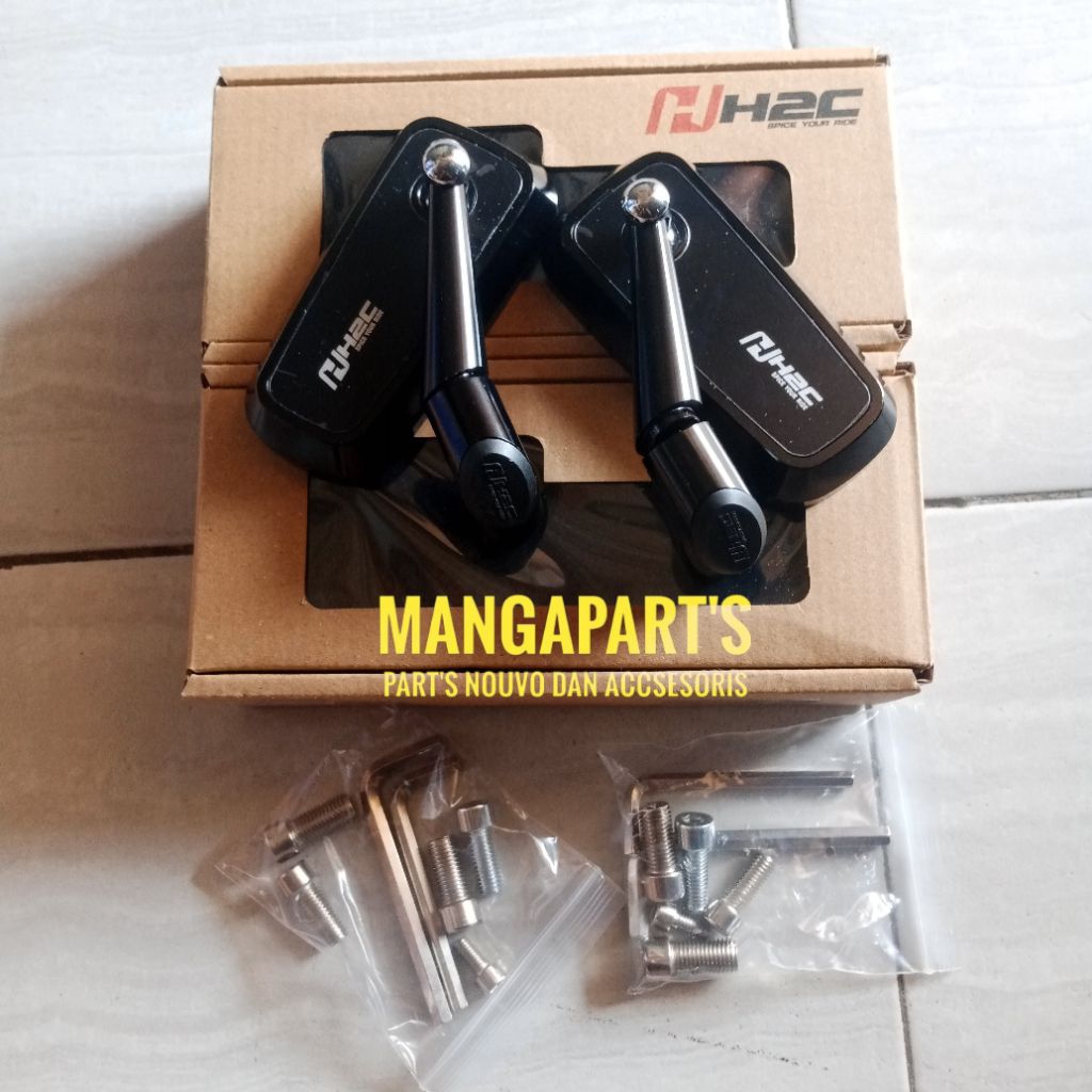 Jual spion set H2C original hitam kaca spion H2C mirror H2C sepasang ...