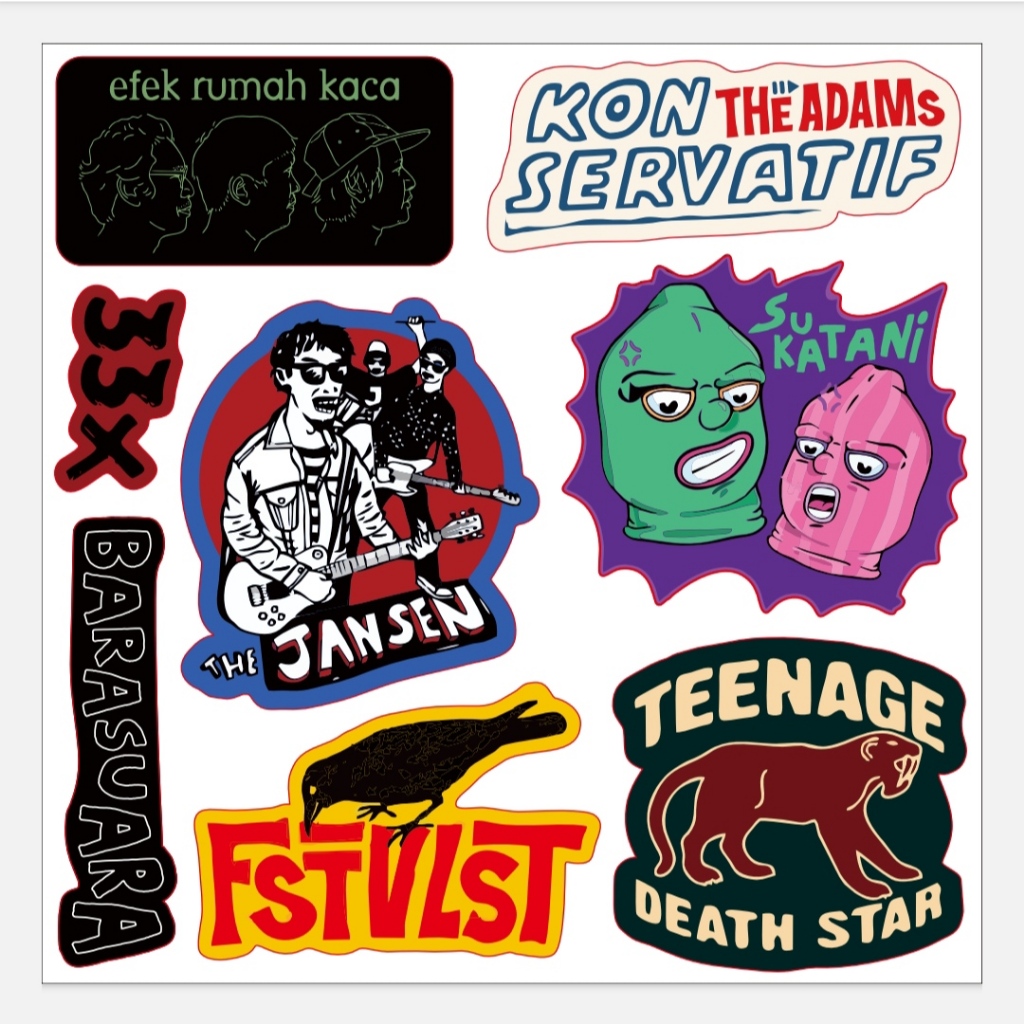 Jual Sticker Pack The Adams FSTVLST Sukatani Barasuara Indie Band ...