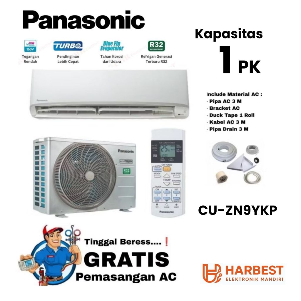 Jual FREE PEMASANGAN! PANASONIC AC Split Kapasitas 1 PK Turbo Cooling ...