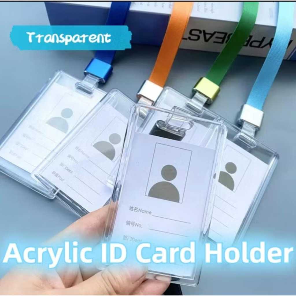 Jual Tempat Kartu Id Card Akrilik 2 Sisi Bening Transparan Vertikal ...