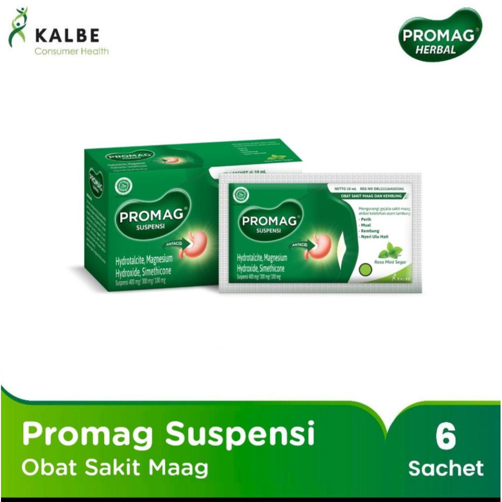 Jual PROMAG SUSPENSI 1 BOX ISI 6 SACHET OBAT SAKIT MAAG DAN LAMBUNG ...