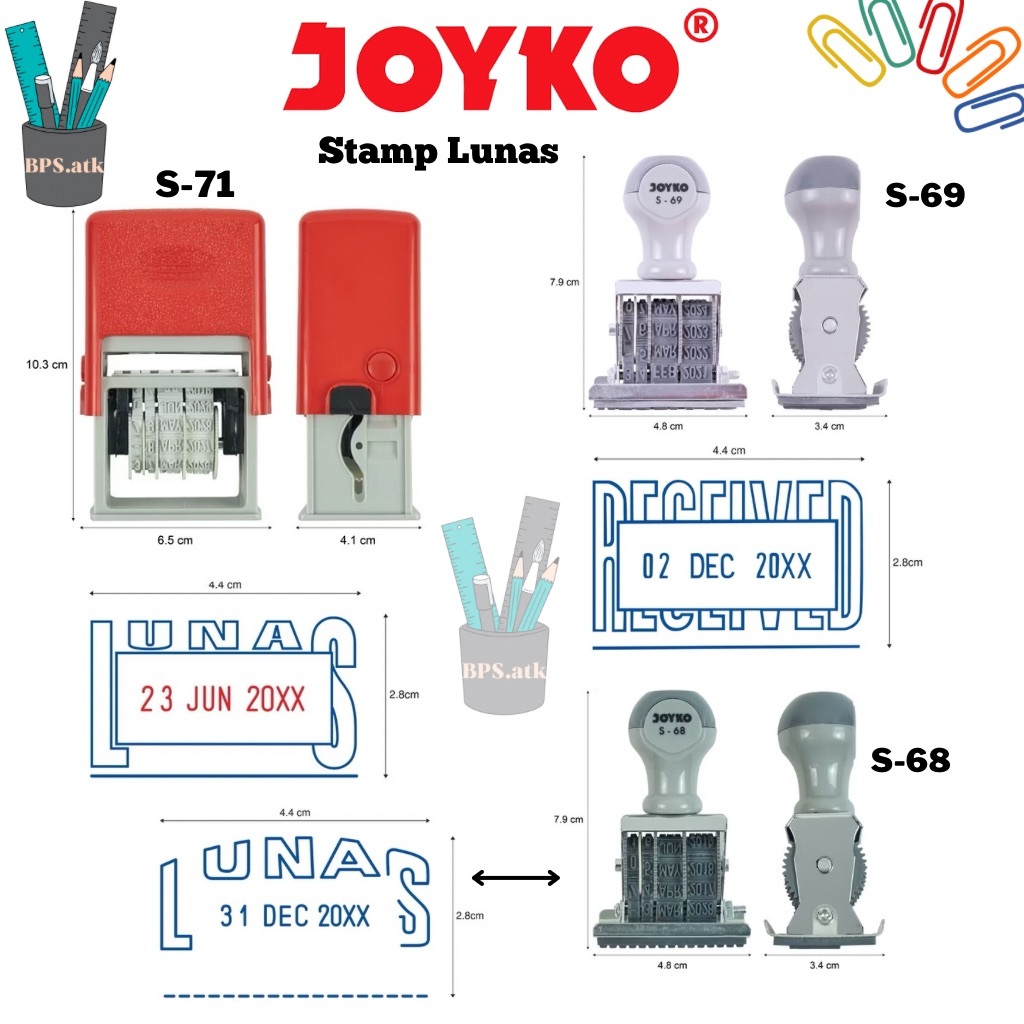 Jual Joyko Date Stamp / Stempel Tanggal Lunas S-68 S-69 S-71 | Shopee ...