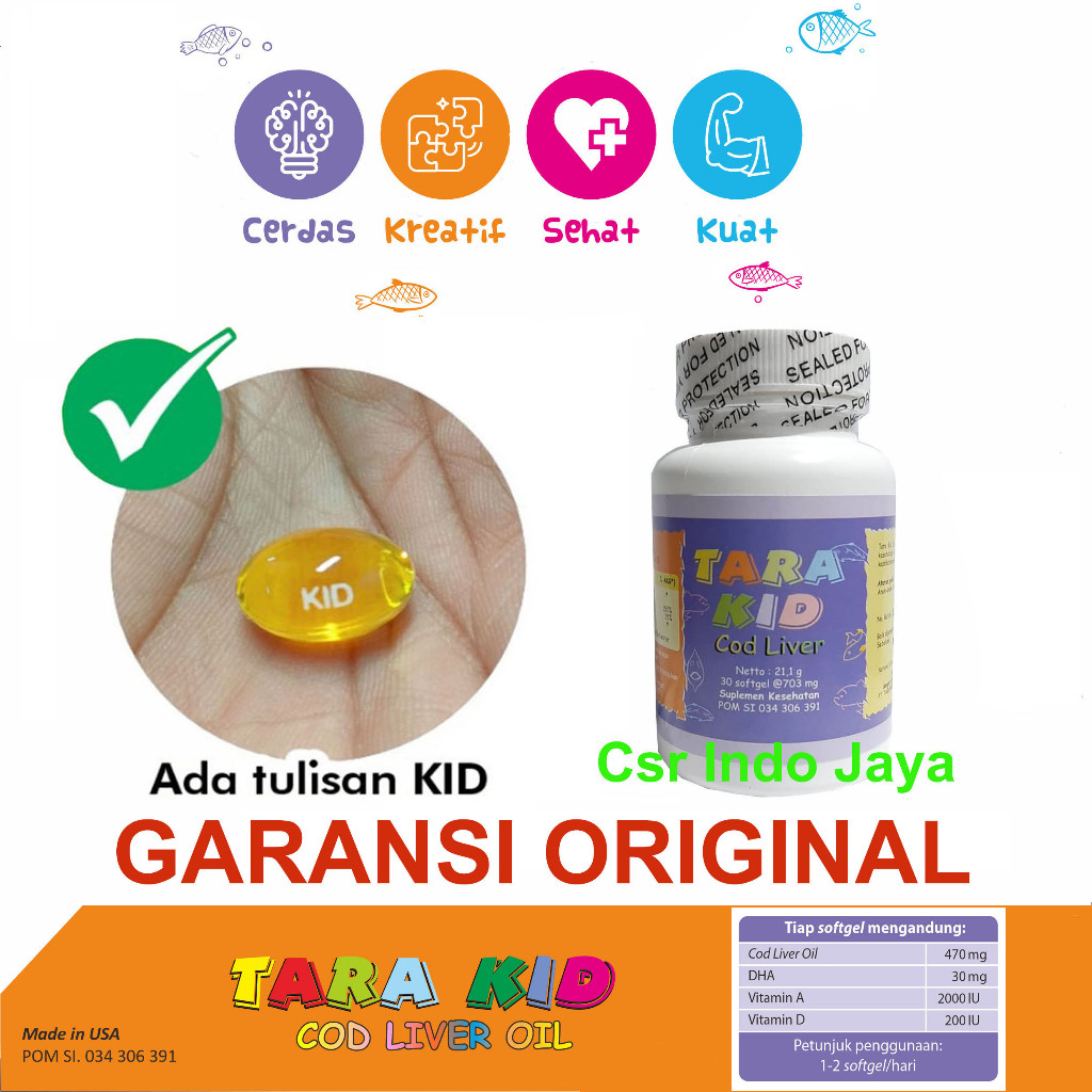 Jual TARAKID / TARA KID Vitamin Anak Cerdas / Cod Liver Oil + DHA Isi ...