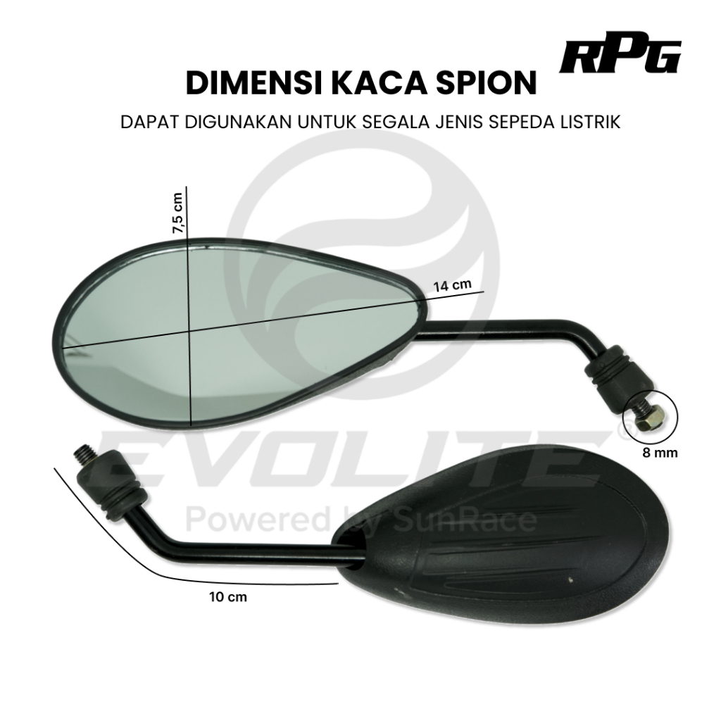 Jual KACA SPION / REAR VIEW MIRROR RPG UNTUK SEPEDA & MOTOR LISTRIK ...