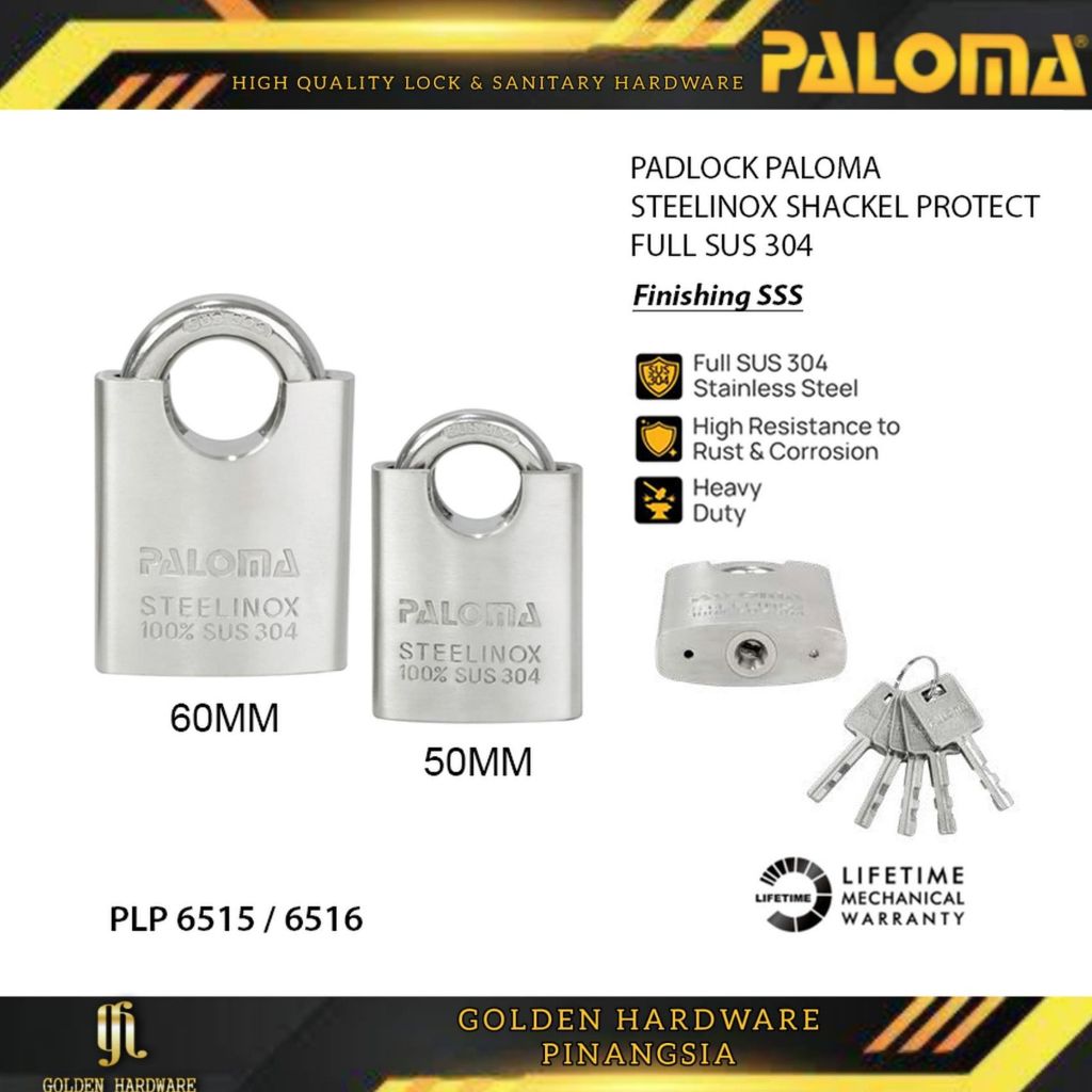 Jual PALOMA PLP 6515 6516 Gembok Kunci Pagar Padlock Steelinox Shackle ...