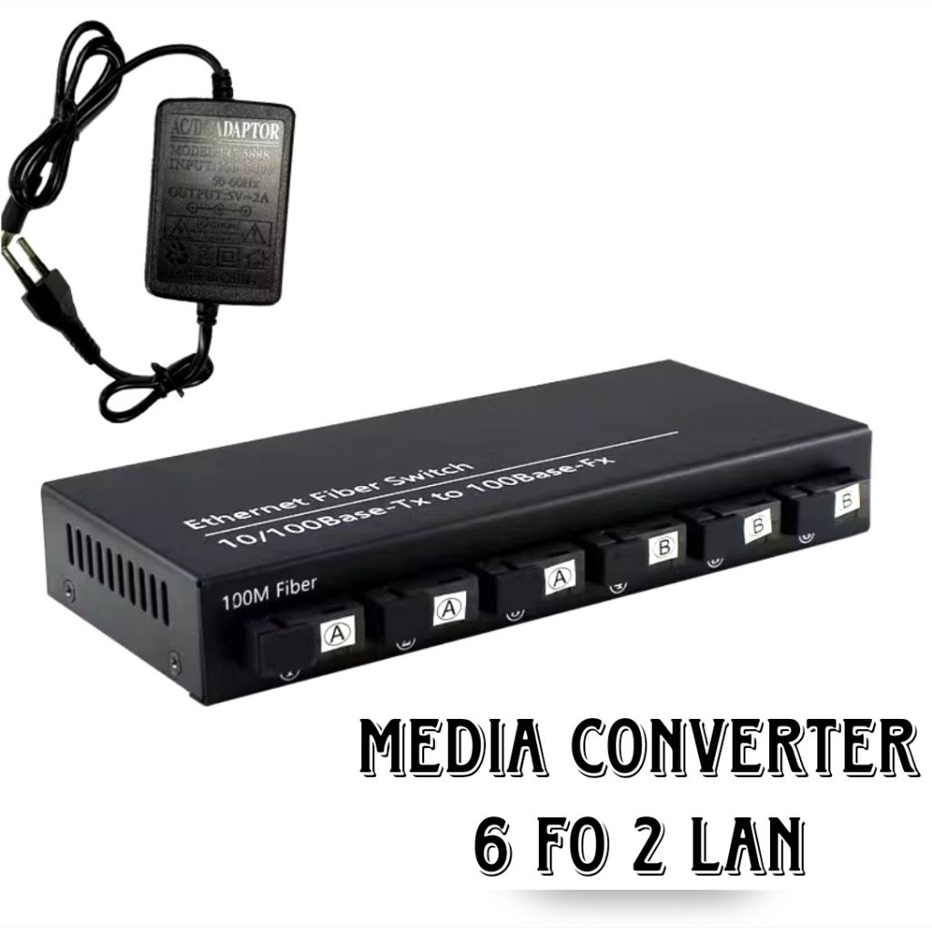 Jual MEDIA CONVERTER 6 FO 2 LAN FULL BODY ETHERNET FIBER SWITCH 6 PORT ...