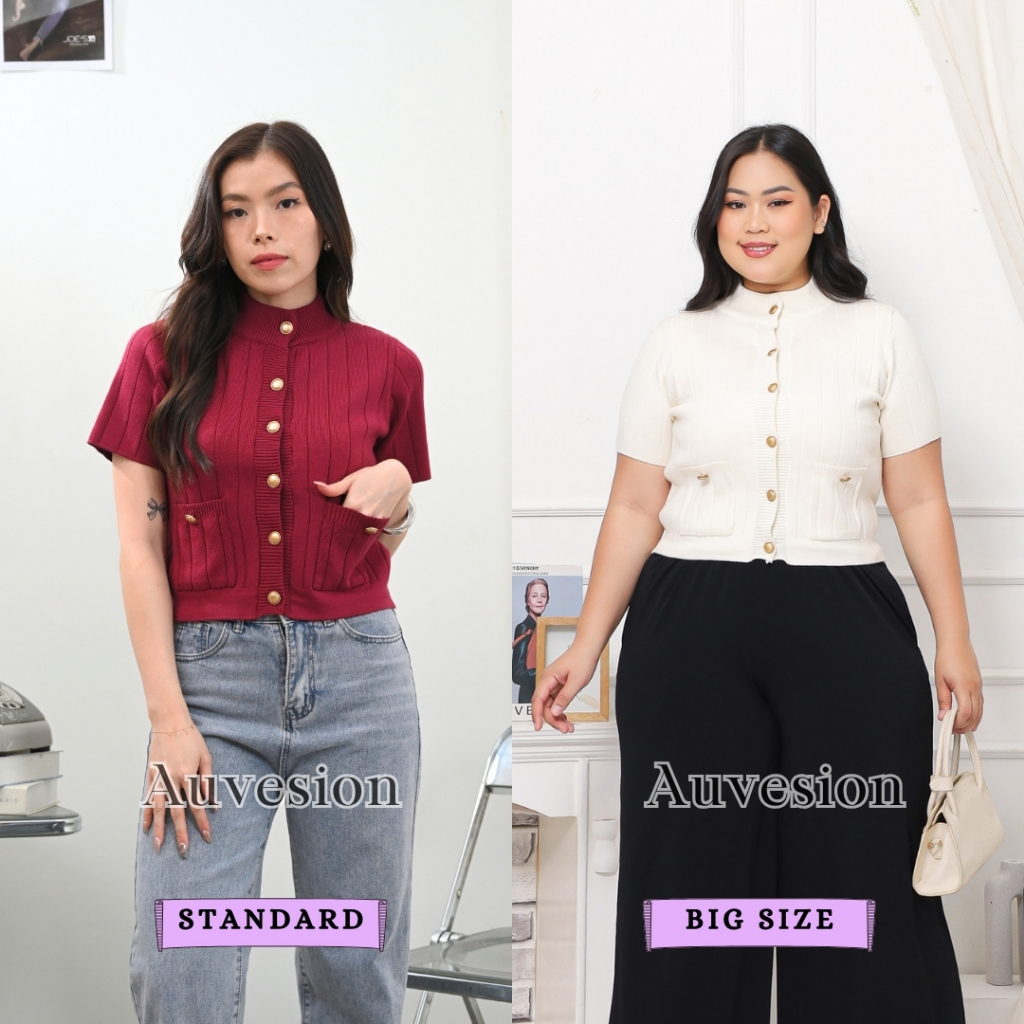 Jual AUVESION Nina Button Knit Top 6316 | Blouse Atasan Wanita | Shopee ...