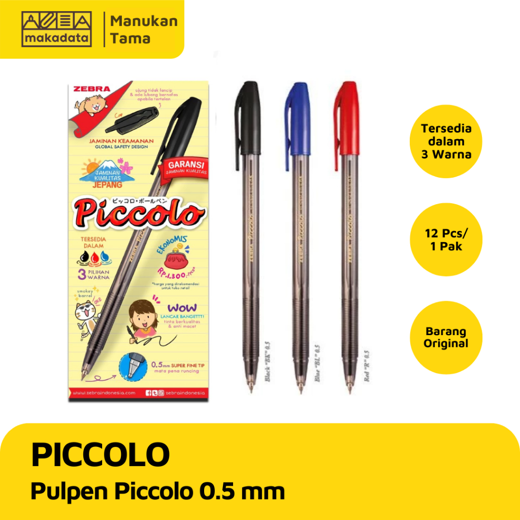 Jual Ballpoint / Bolpen / Pulpen ZEBRA PICCOLO 0.5 (1pak) | Shopee ...