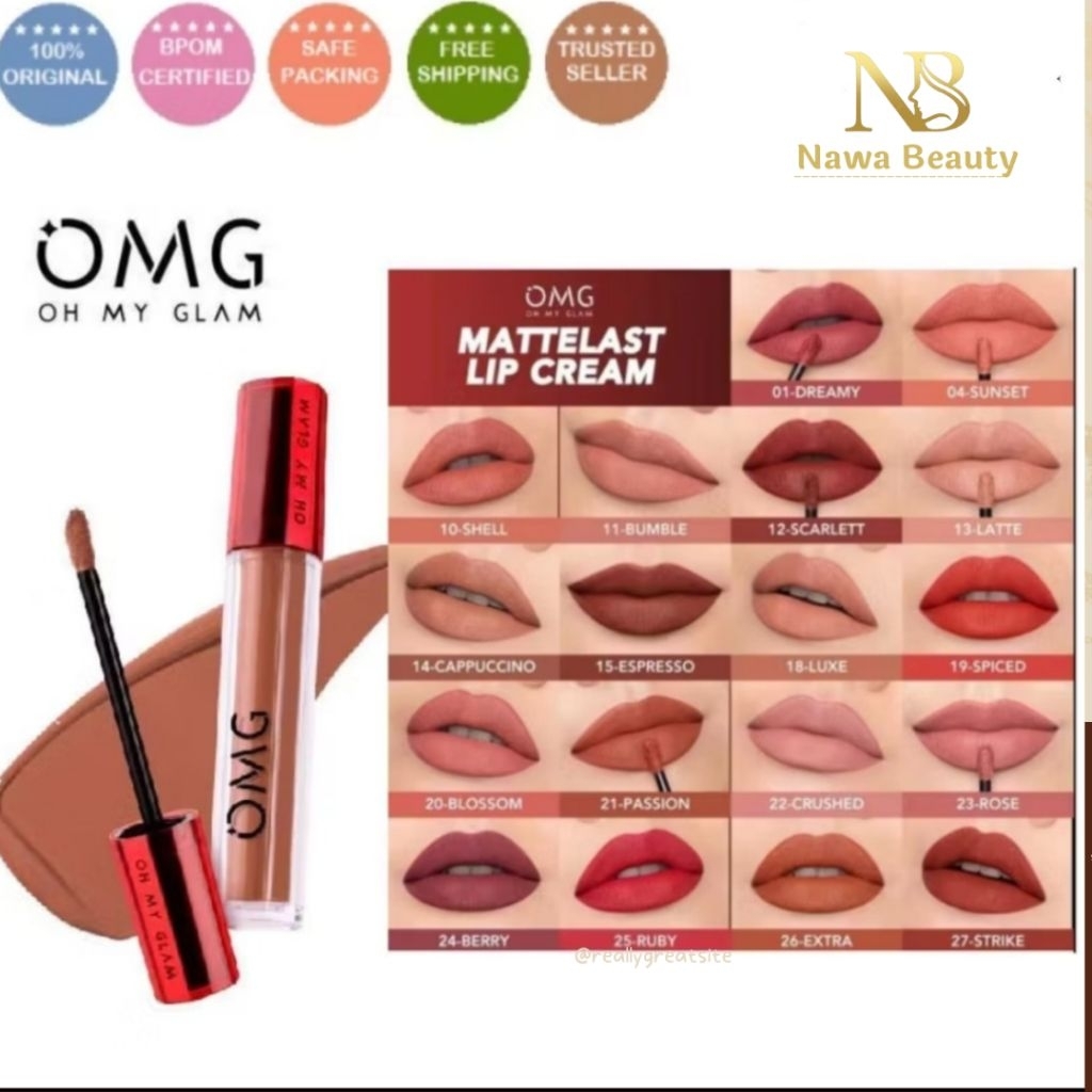 Jual OMG OH MY GLAM Matte Kis Lip Cream / LIPSTIK OMG BEAUTY | Shopee Indonesia