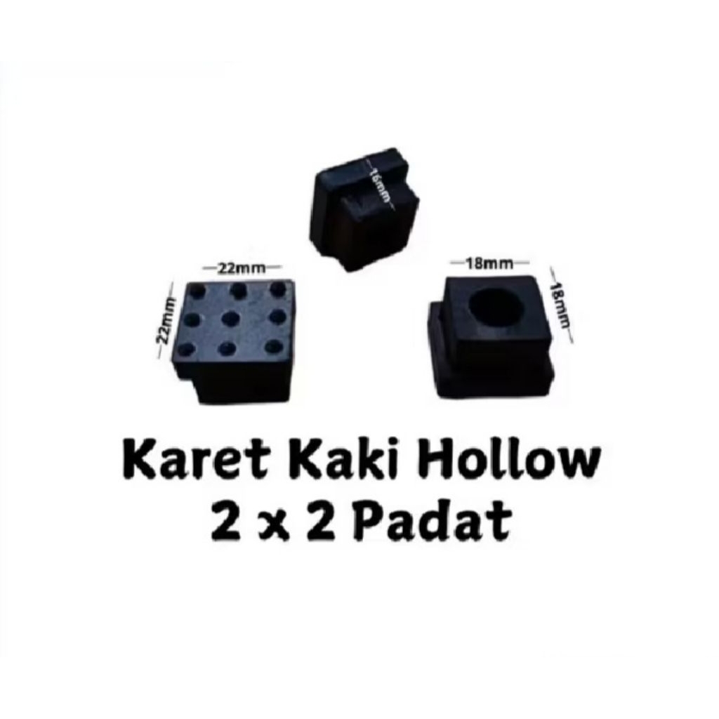 Jual karet kaki hollow 2×2 padat alas kaki meja kursi rak besi holo ...