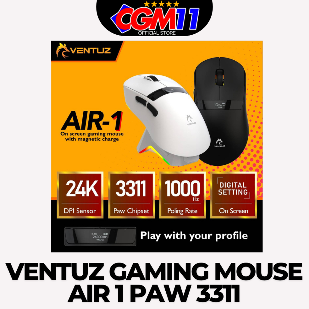 Jual VENTUZ GAMING MOUSE AIR 1 PAW 3311 12K DPI 1000HZ BT,2.4G,WIRED ...