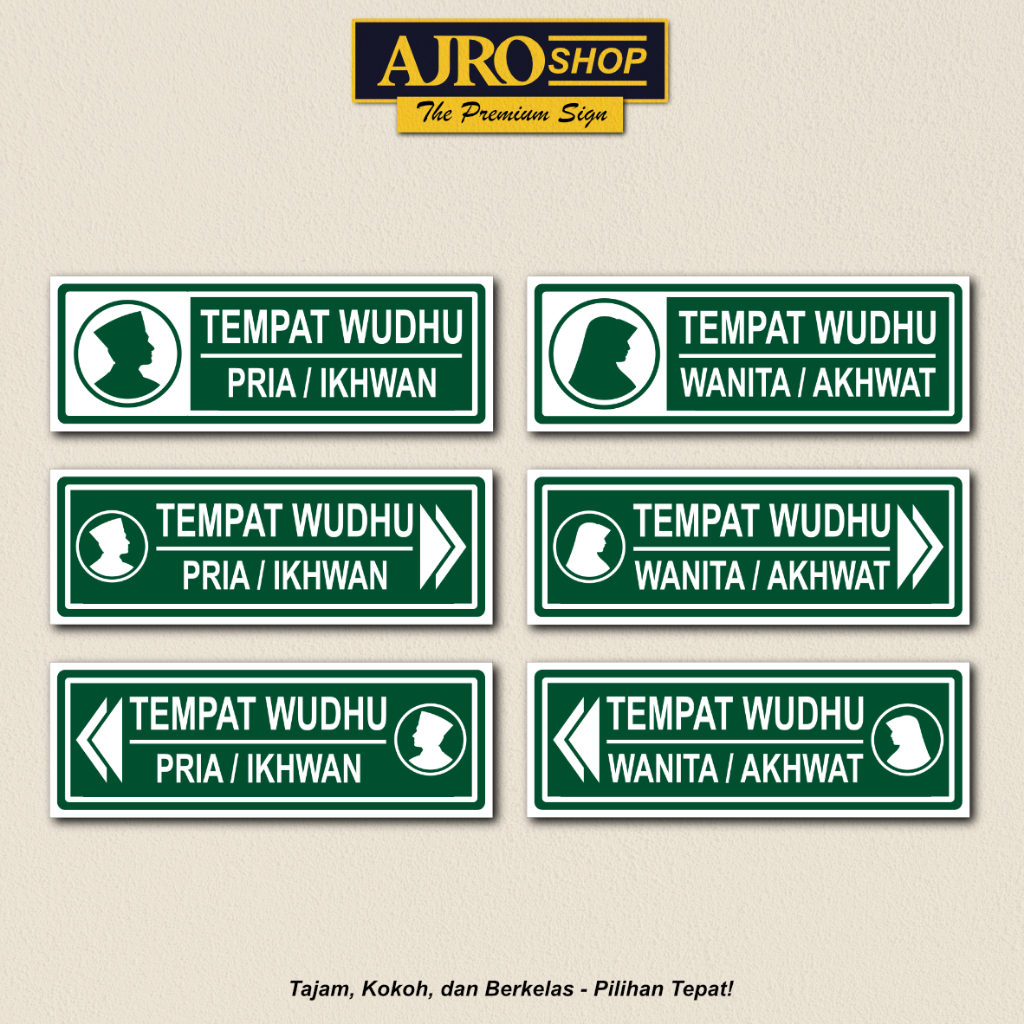 Jual Petunjuk Arah Tempat Wudhu Pria / Wanita - Akrilik / Stiker Vinyl ...
