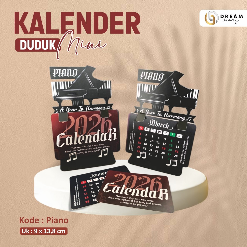 Jual Kalender Meja - Kalender Duduk Mini Aeshtetic Karakter Piano ...