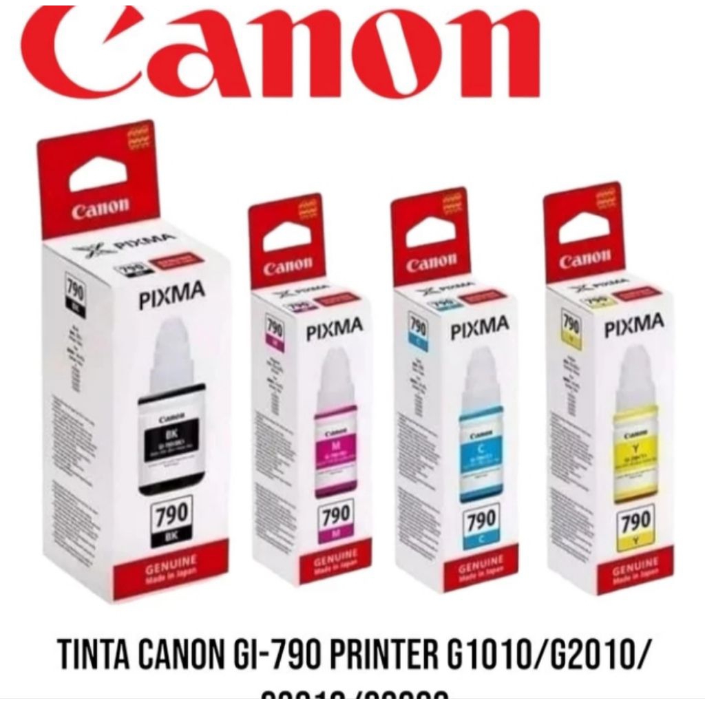 Jual PAKET 4PCS TINTA CANON GI-790 PIXMA (C-Y-M-K) ORIGINAL untuk G1000 ...