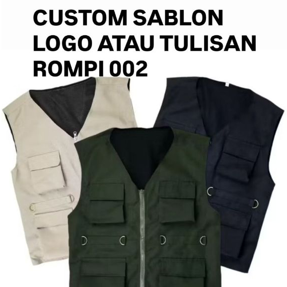 Jual ROMPI VEST LAPANGAN MOTIP 002 CUSTOM SABLON GAMBAR LOGO ATAU ...