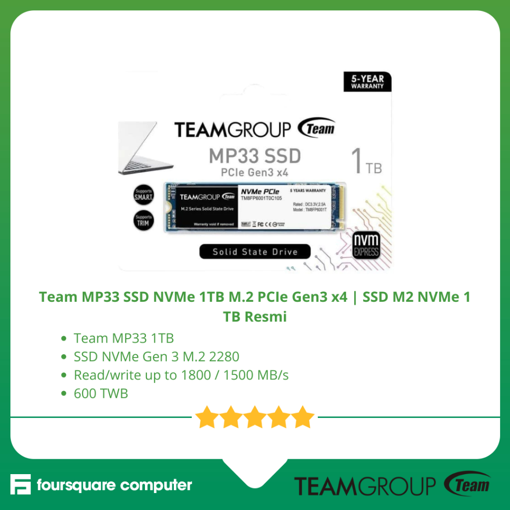 Jual Team MP33 SSD NVMe 1TB M.2 PCIe Gen3 x4 | SSD M2 NVMe 1 TB Resmi ...