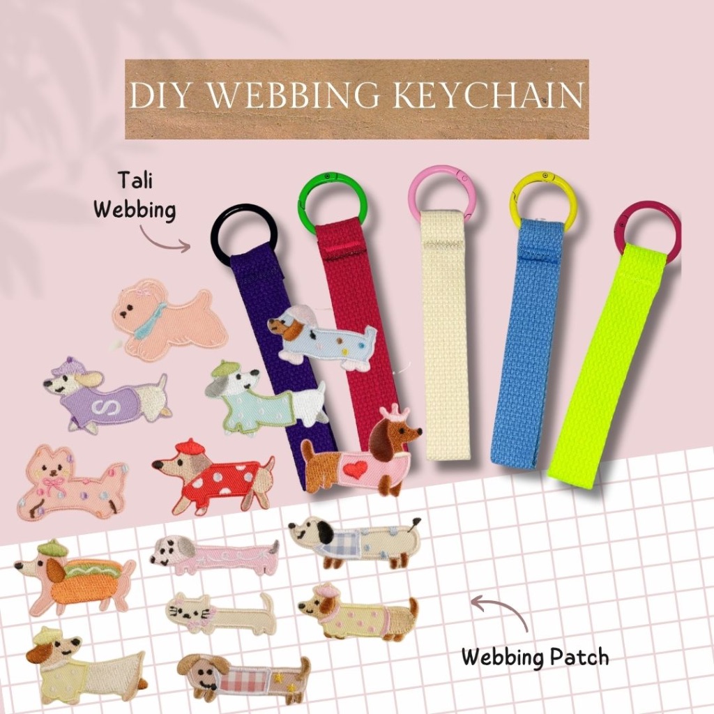 Jual Tali Webbing DIY Webbing Keychain Tempel Patch Bordir Motif Lucu ...