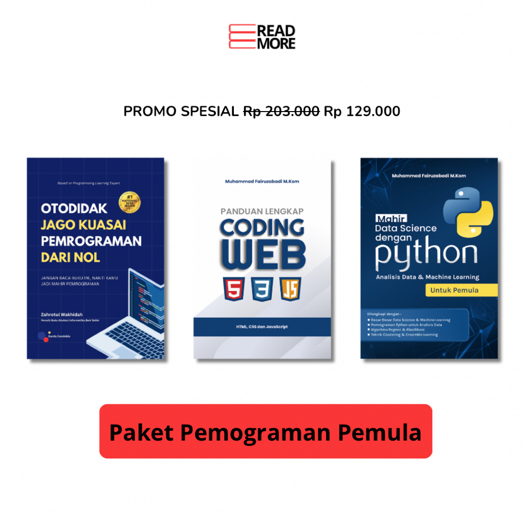 Jual Paket Murah 3 Buku Pemrograman Panduan Coding Web, Python, Otodidak Jago Pemrograman Dari ...
