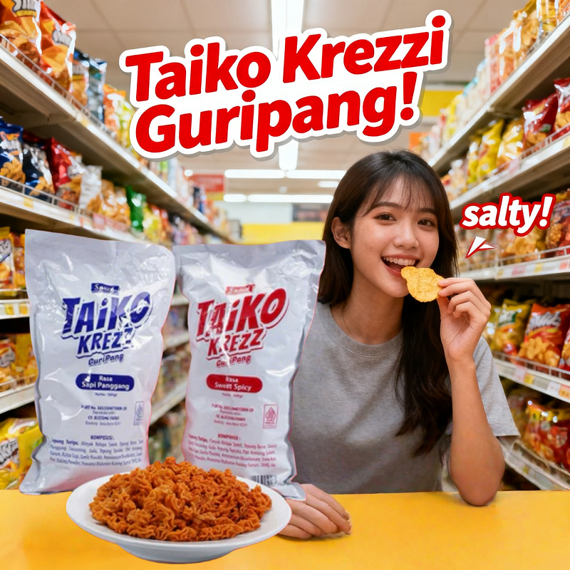 Jual Camilan Taiko Krezz Guripang 500g Sapi & Spicy Snack Taiko Krezz ...