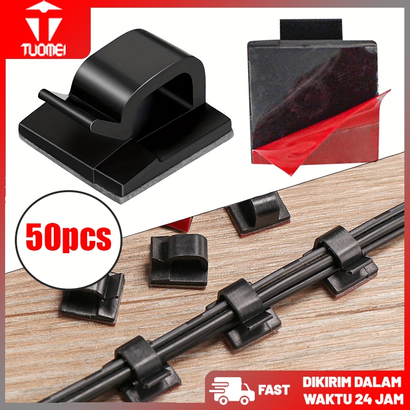 Jual 50 Buah Klem Kabel Tempel Dinding Bahan /14*14mm Kabel Klip Dengan ...