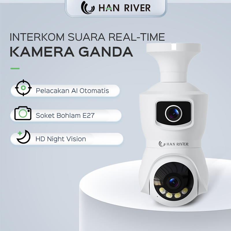 Jual HAN RIVER CCTV Pro Dual Lensa E27 AI Tracking Wifi Audio Dua Arah ...