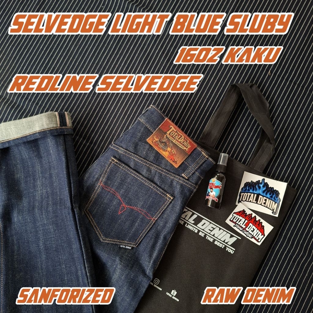 Jual total denim selvedge light blue sluby redline 16oz original free ...