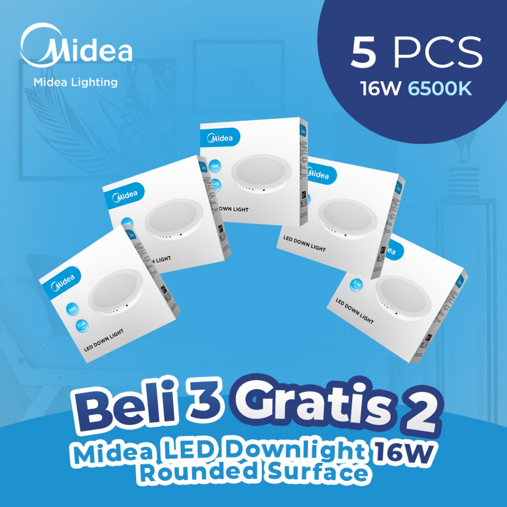 Jual [Bundle] Midea Lampu LED Downlight Outbow 16 Watt 6500K CDL 6.5 ...