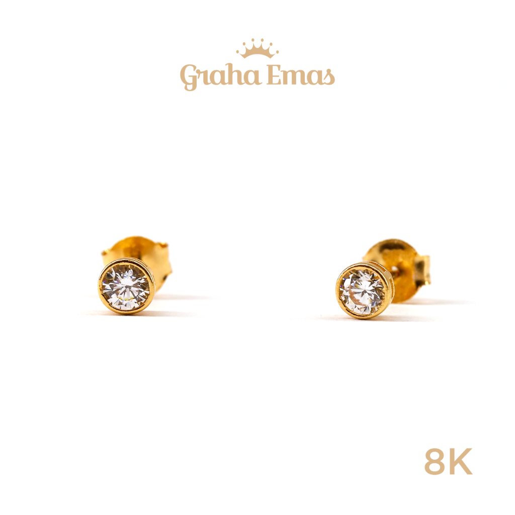 Jual Graha Emas Anting Emas Kuning Solitaire 8K - Yellow Gold Earring ...