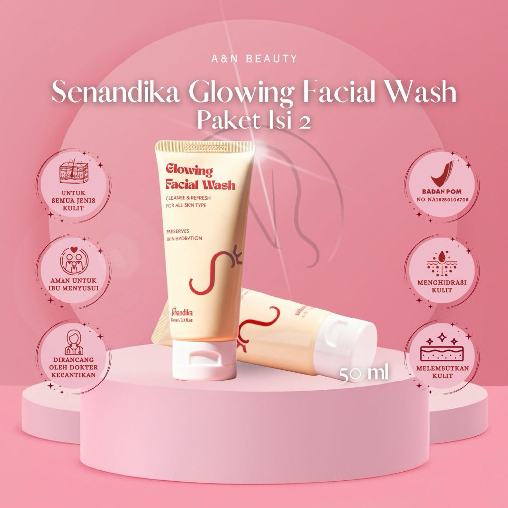 Jual SENANDIKA Paket Isi 2 Glowing Facial Wash 50 ml Non SLS BPOM ...