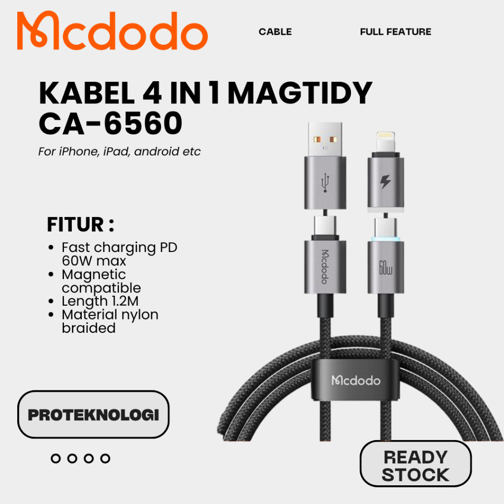 Jual MCDODO CA-6560 Nexus 4 in 1 MagTidy Travel Cable Fast Charging 60W ...
