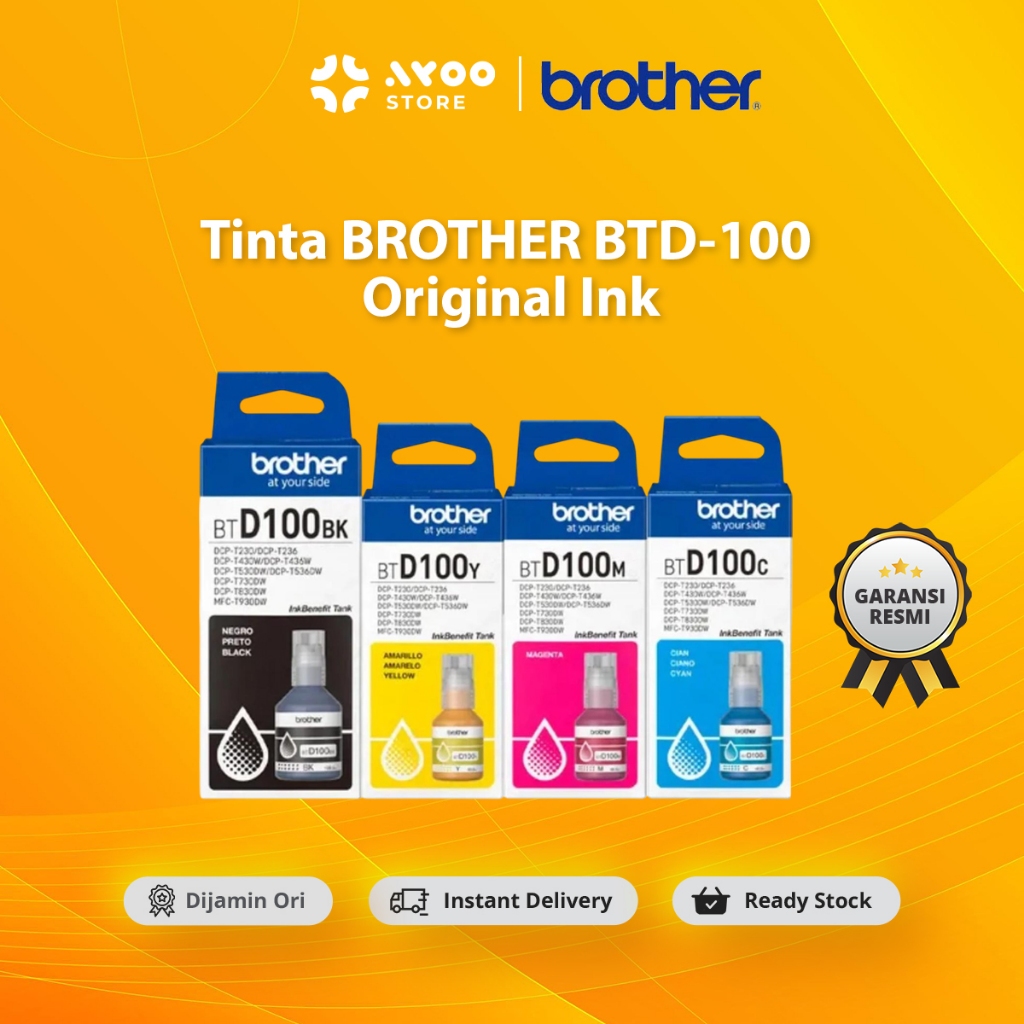 Jual Tinta BROTHER BTD-100 Original Ink BTD-100BK BTD-100C BTD-100M BTD ...