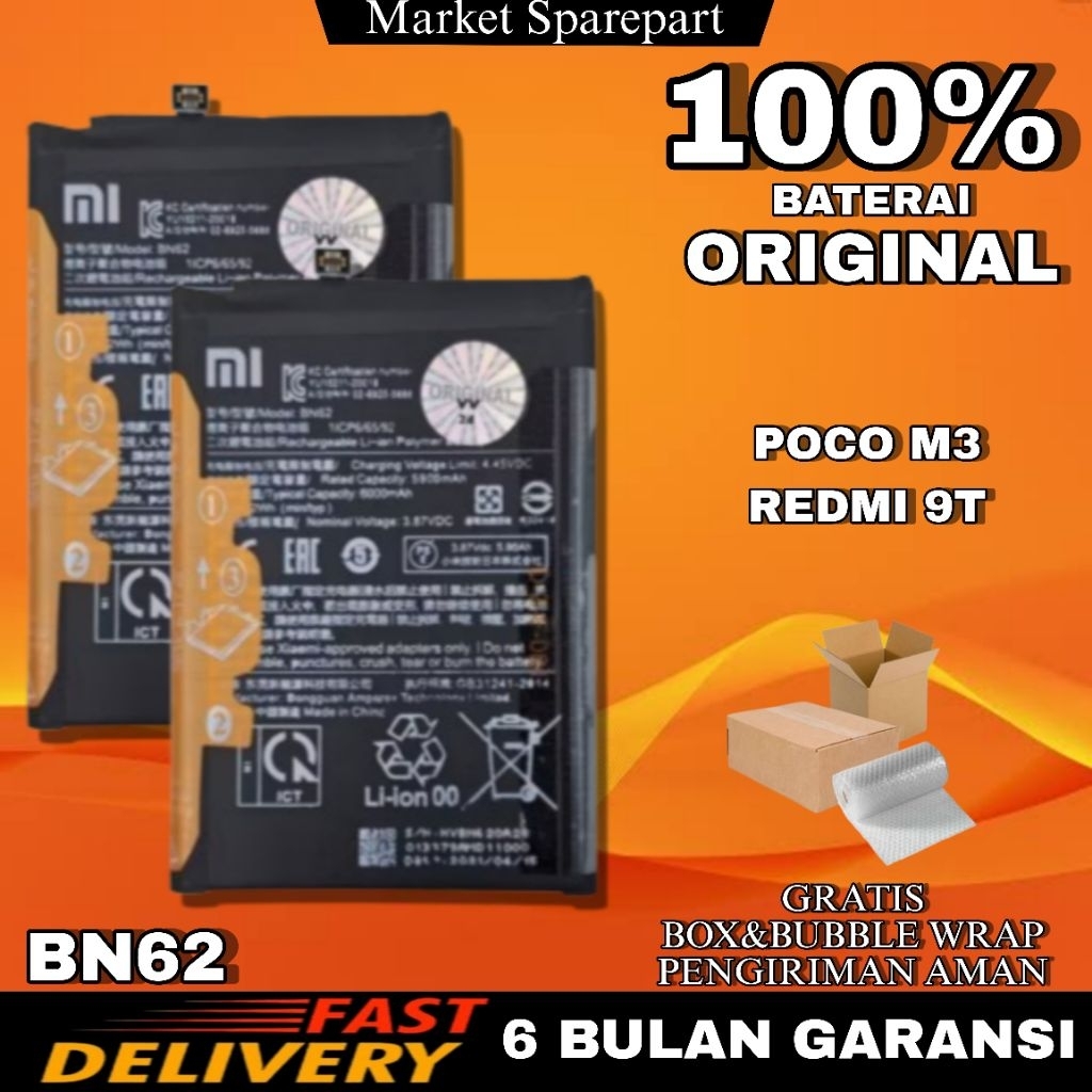 Jual BATERAI BATRAI BATTERY BATU BATRE XIAOMI REDMI 9T / POCO M3 BN62 ...
