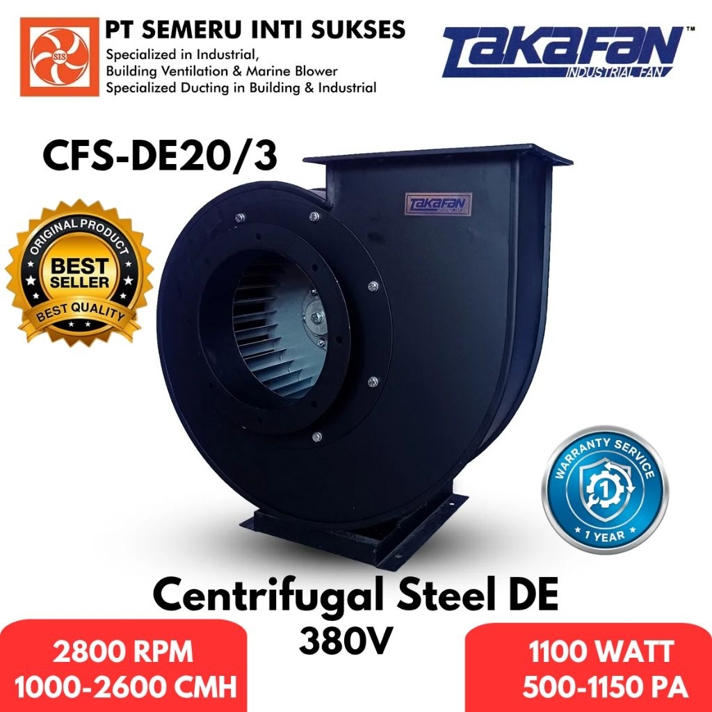 Jual TAKAFAN CFS-DE20/3 Centrifugal Blower Steel 380V – 2800 RPM | 1100 ...