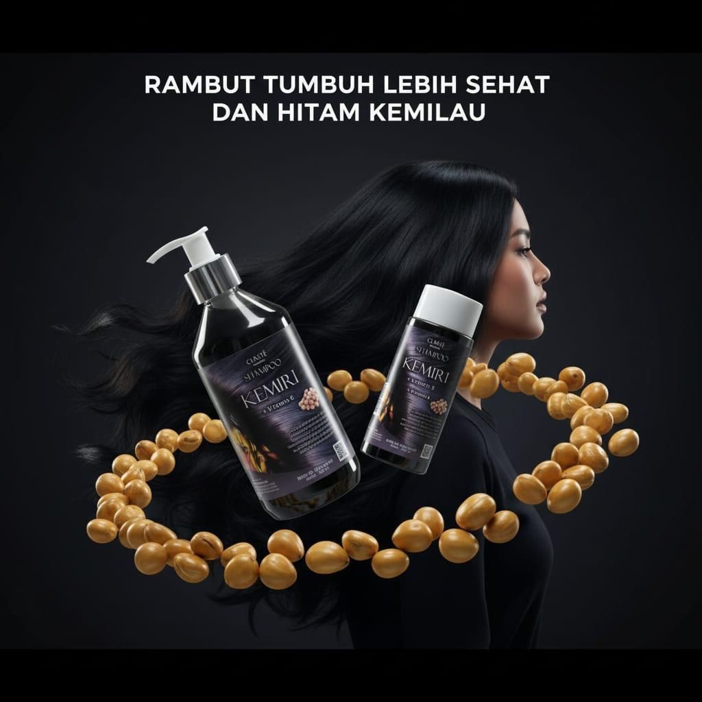 Jual [BPOM & HALAL] Shampoo Kemiri Hitam Penumbuh Rambut + Vitamin E ...