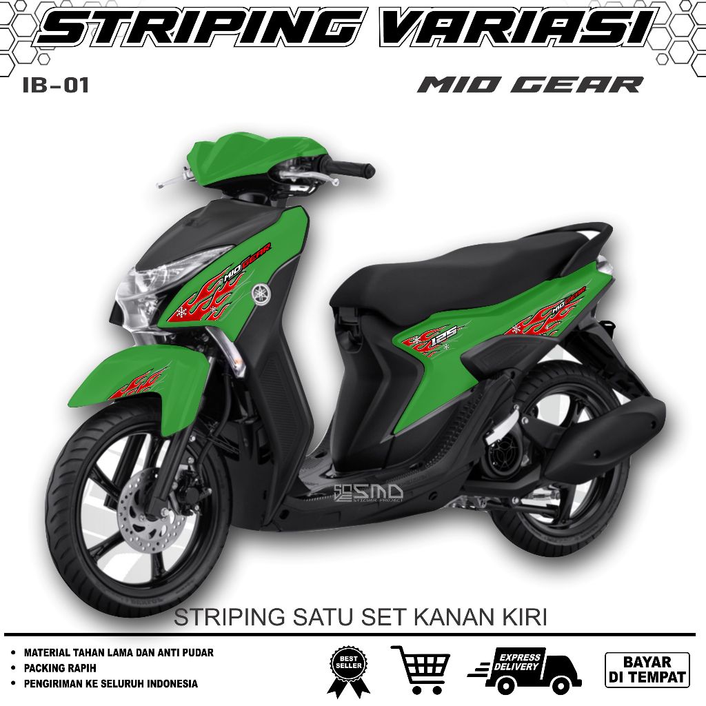 Jual STRIPING VARIASI YAMAHA MIO GEAR || LIS STICKER PREMIUM MOTIF API ...