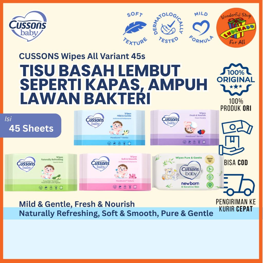 Jual CUSSONS Baby Wipes 45 Sheets | Tissue Basah Bayi | Shopee Indonesia