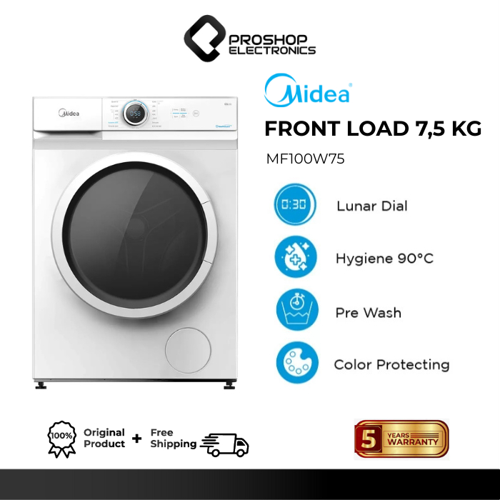 Jual Midea Mesin Cuci Front Loading Kapasitas 7,5 kg Model MF100W75 ...